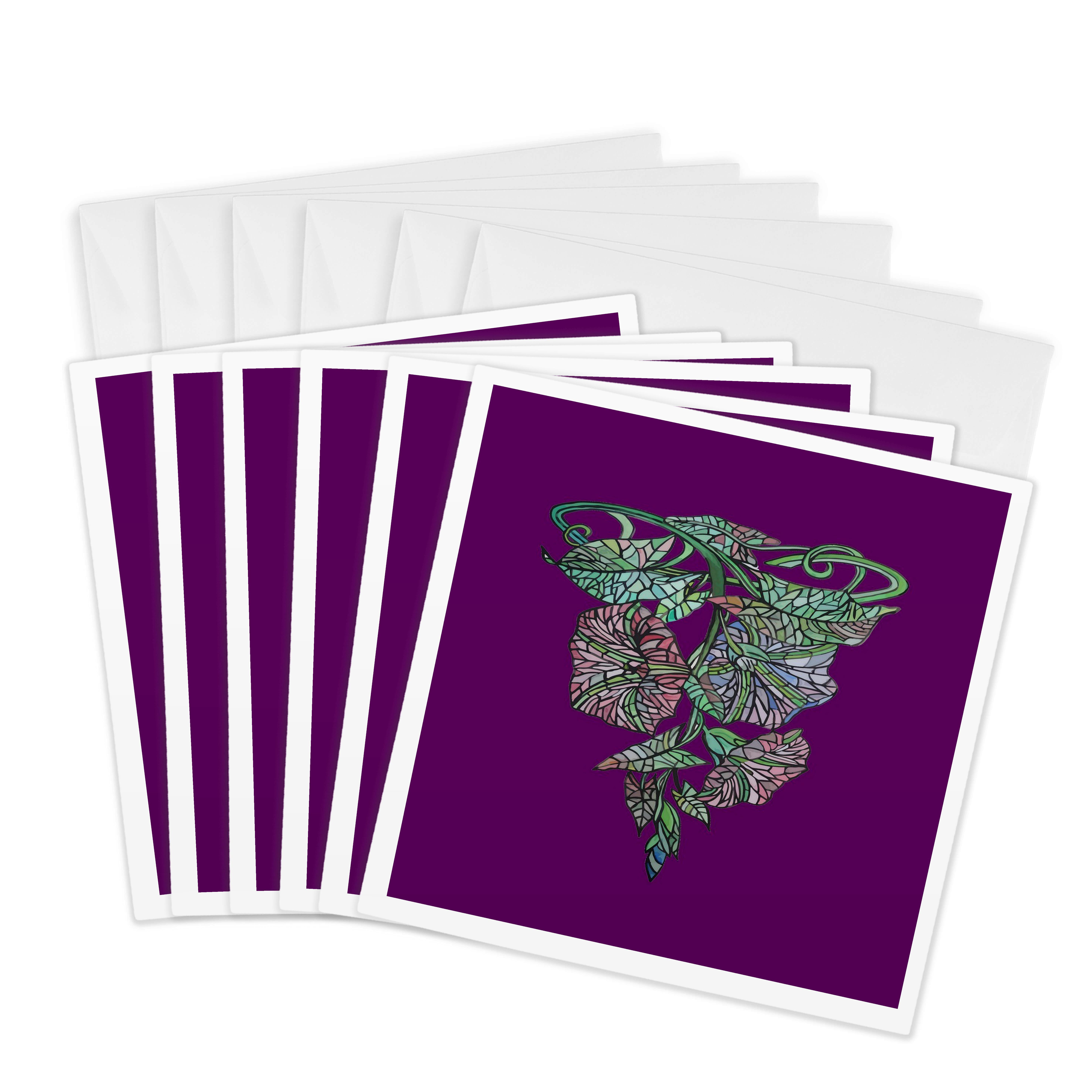 3drose, Art Nouveau Morning Glory Black Outline Art, 6 Greeting Cards ...