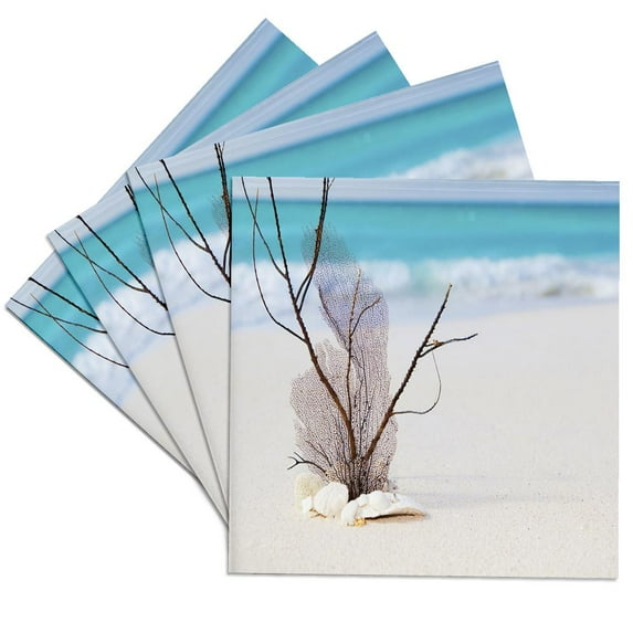 3drose, Art on the Beach, Set of 4 Ceramic Tile Coasters - Walmart.com