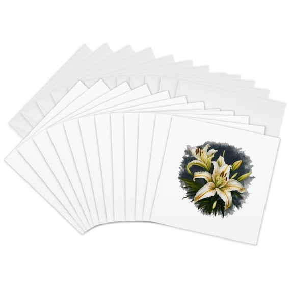 3drose, Artistic White Lilies Vector Design, 12 Greeting Cards with ...