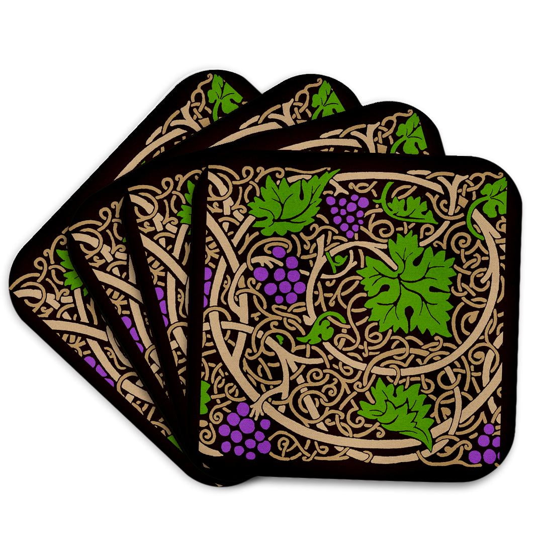 3drose, Arts and Crafts Style Grapes and Vine, Set of 4 Coasters - Cork ...