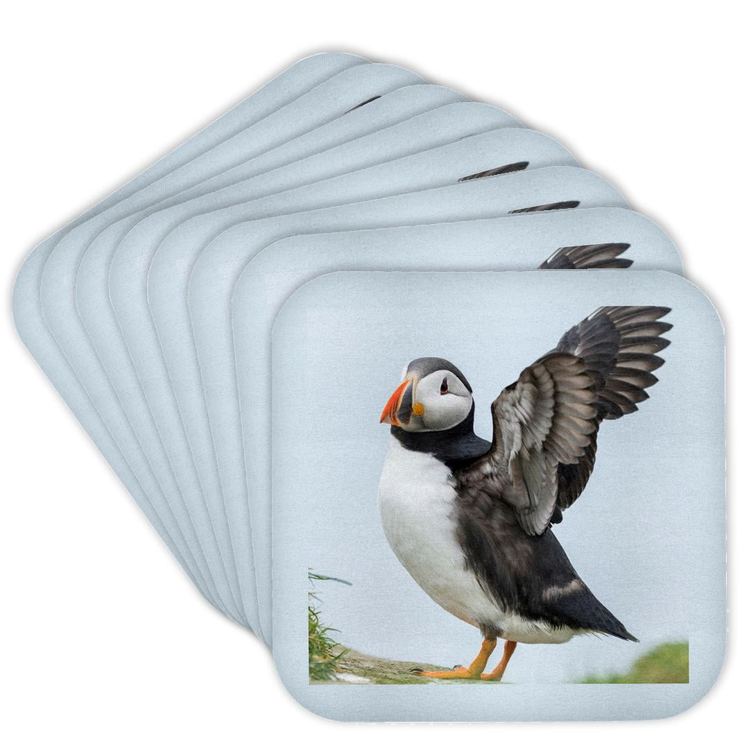 3drose, Atlantic Puffin Stretches, Mykines, Faroe Islands, Denmark, Set ...