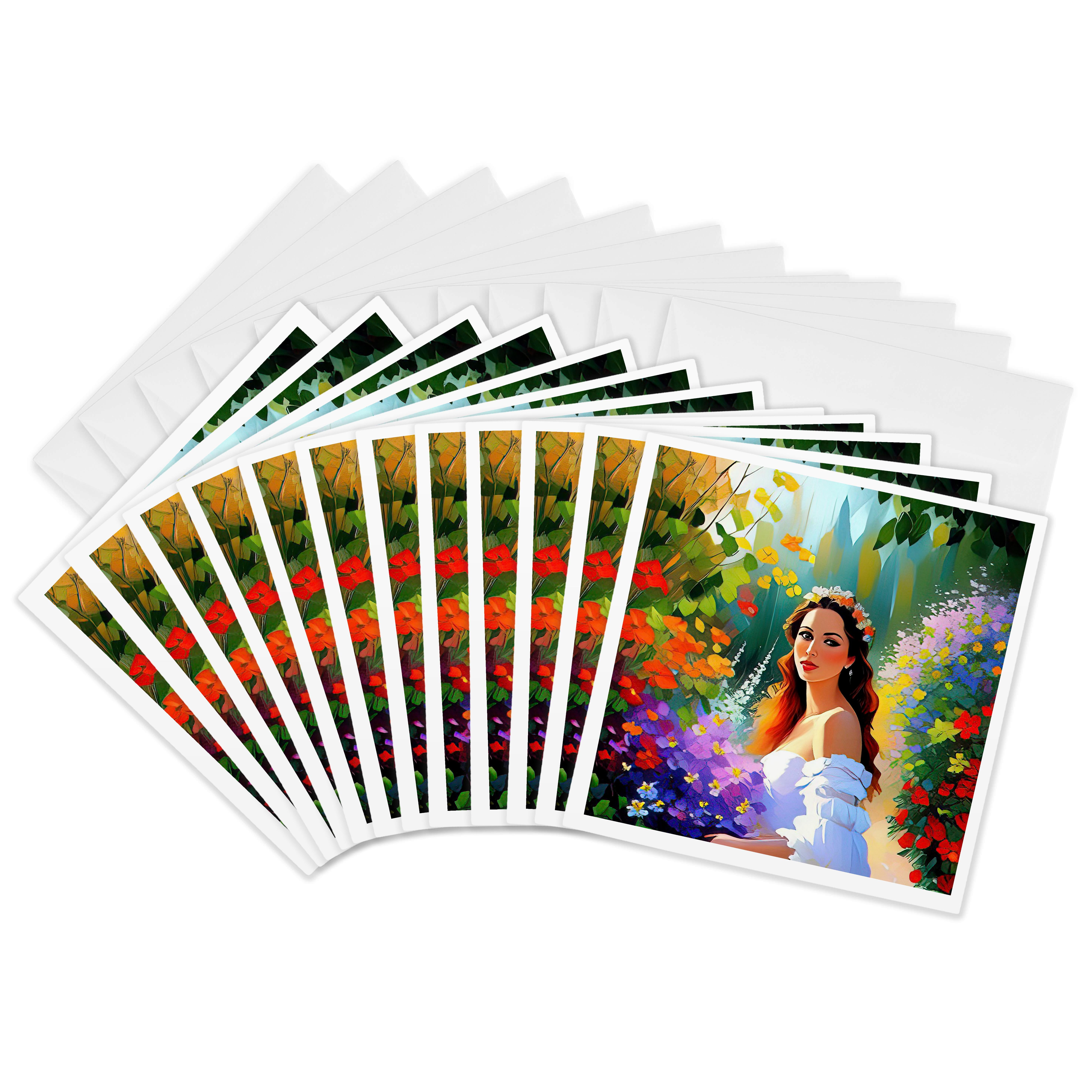 3drose, Attractive Young Lady in White Dress in the Flower Garden Gift ...