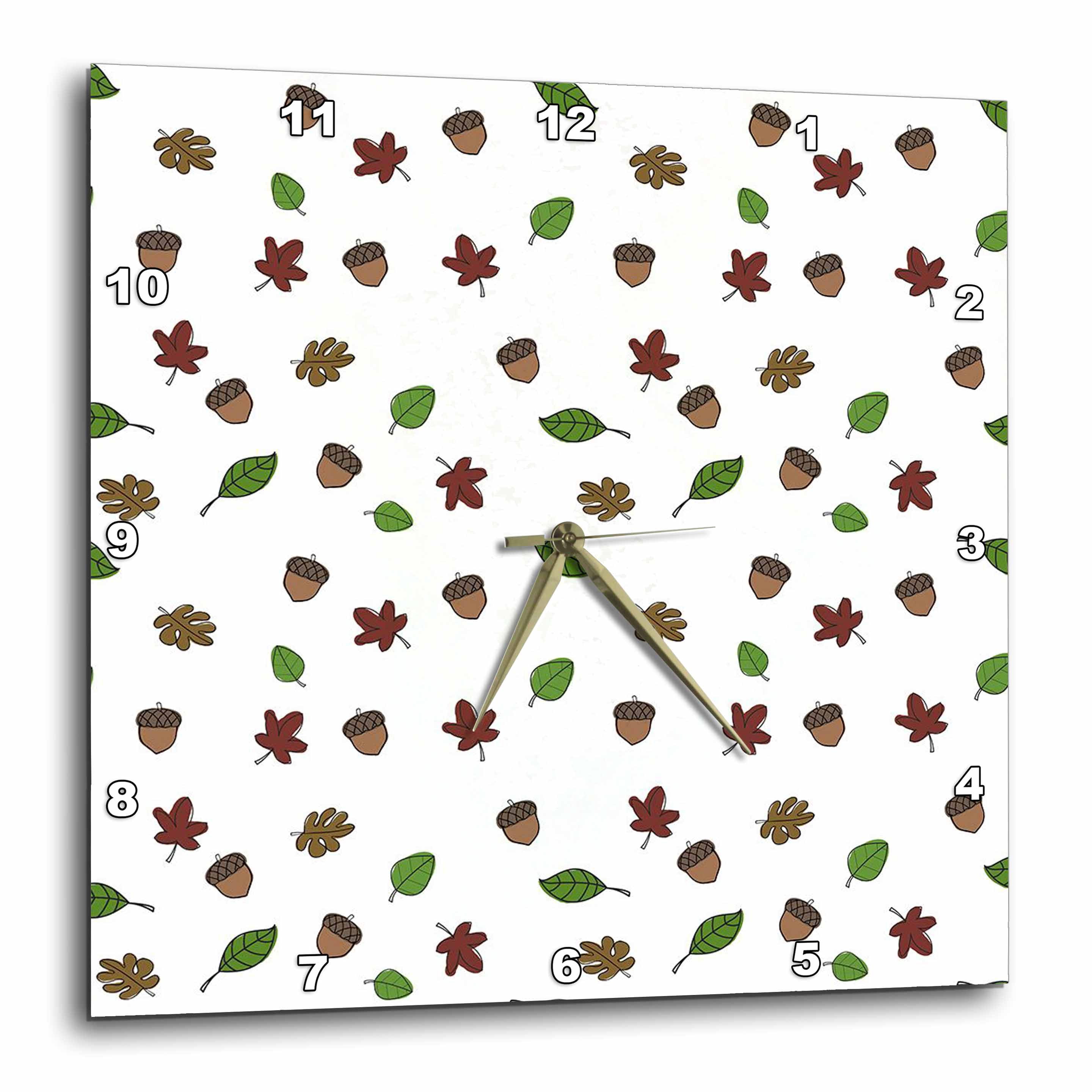 3drose, Autumn Pattern of Leaves, Acorns Against the White Background ...