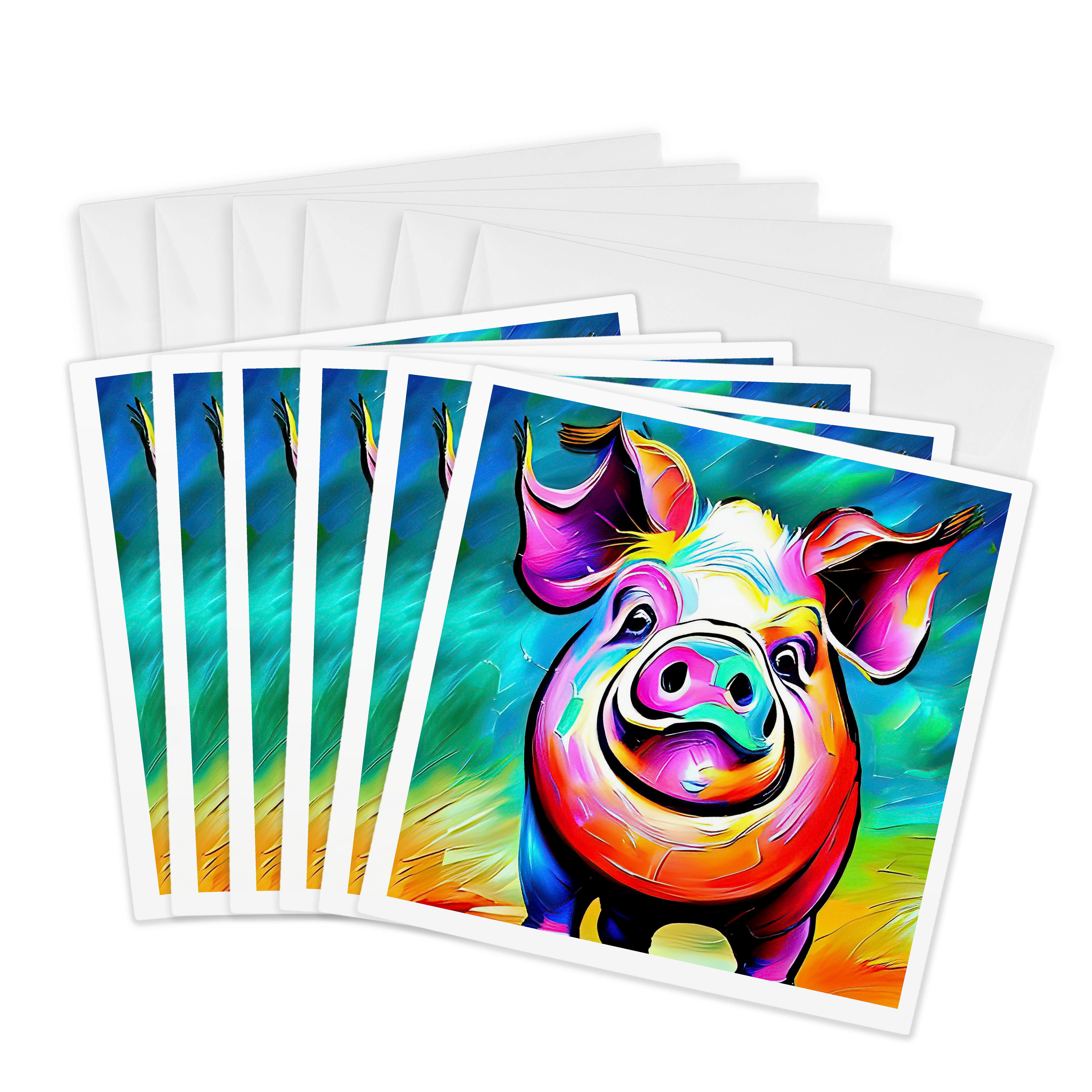 3drose, Awesome Colorful Pig Animal. Decorative Digital Painting Gift ...