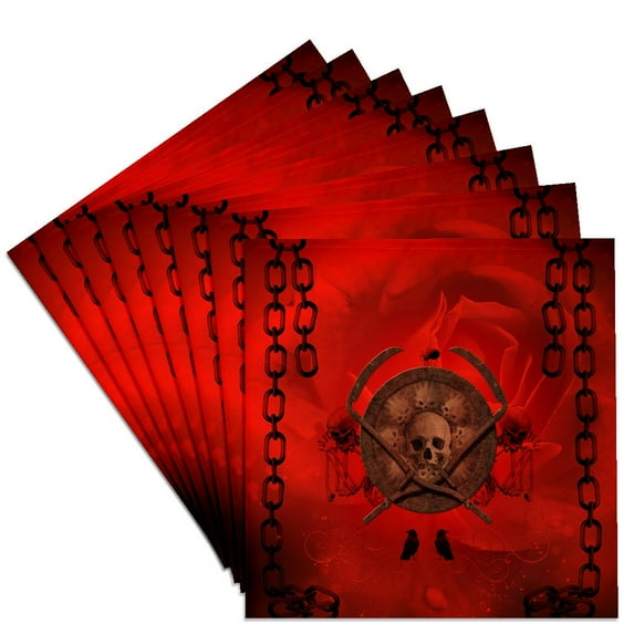 3drose, Awesome Creepy Skulls Red Colors, Set of 8 Ceramic Tile ...