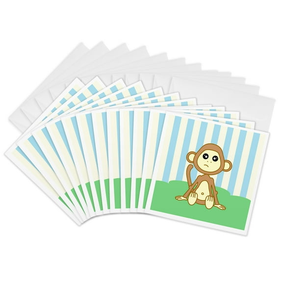 3drose, Baby Animals Blue Monkey, 12 Greeting Cards with Envelopes ...