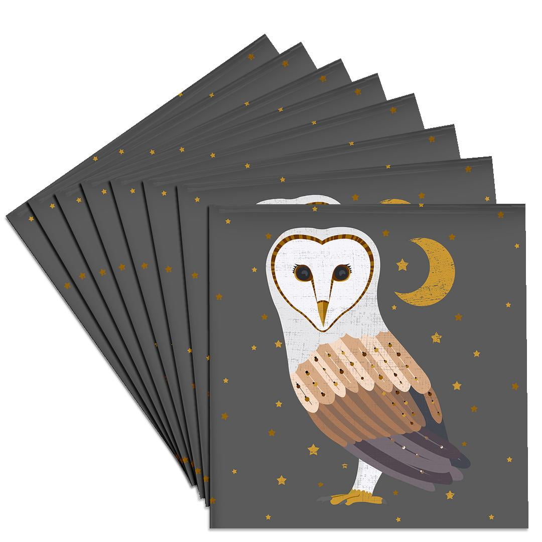 3drose, Barn Owl Nocturnal Animals, Set of 8 Ceramic Tile Coasters ...