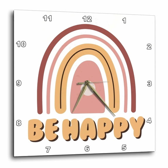 3drose, Be Happy Aesthetic Encouraging Quote, 13x13 Wall Clock ...