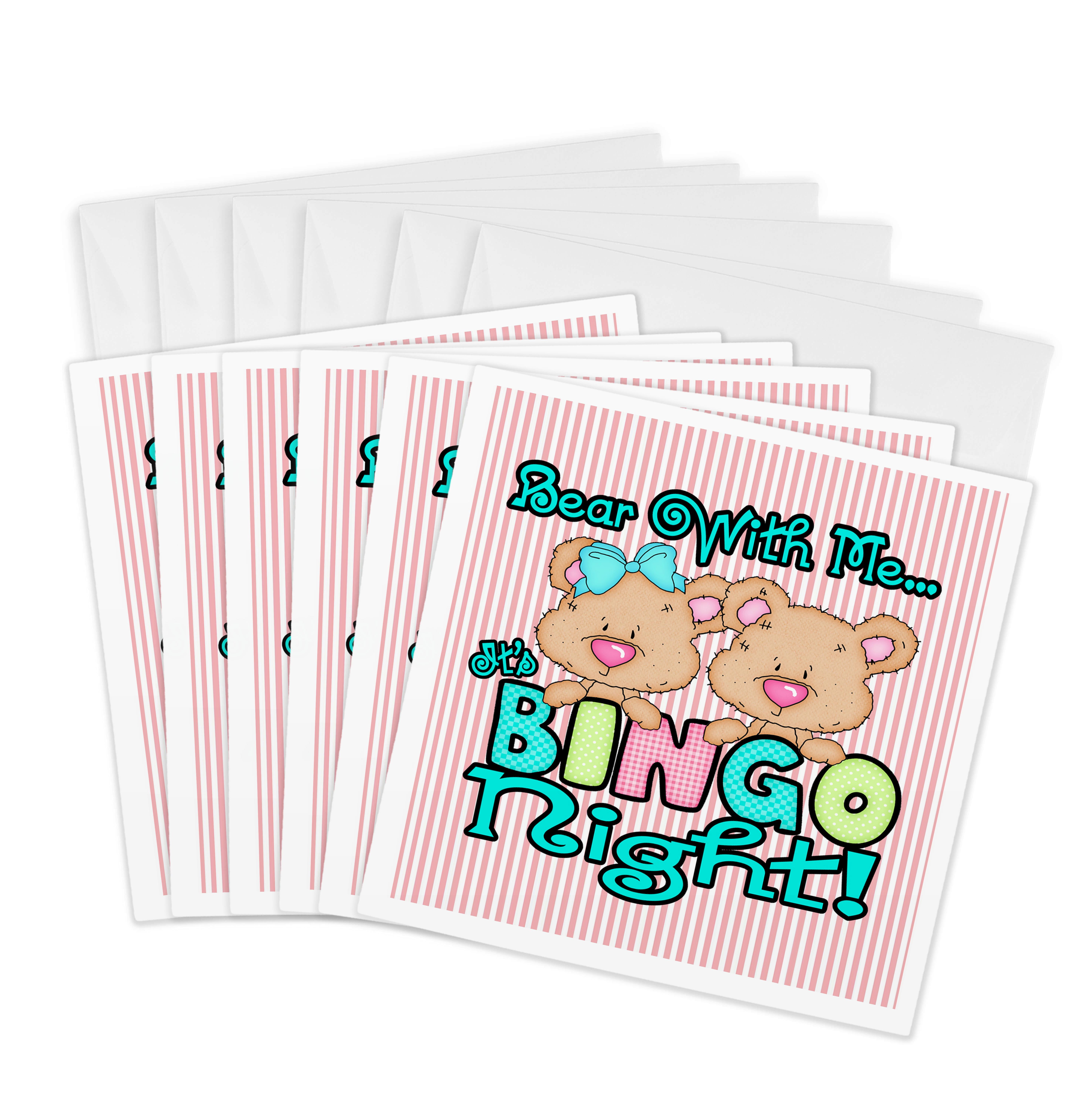 3drose, Bear with Me Its Bingo Night Cute Bingo Bear Cartoon, 6 ...