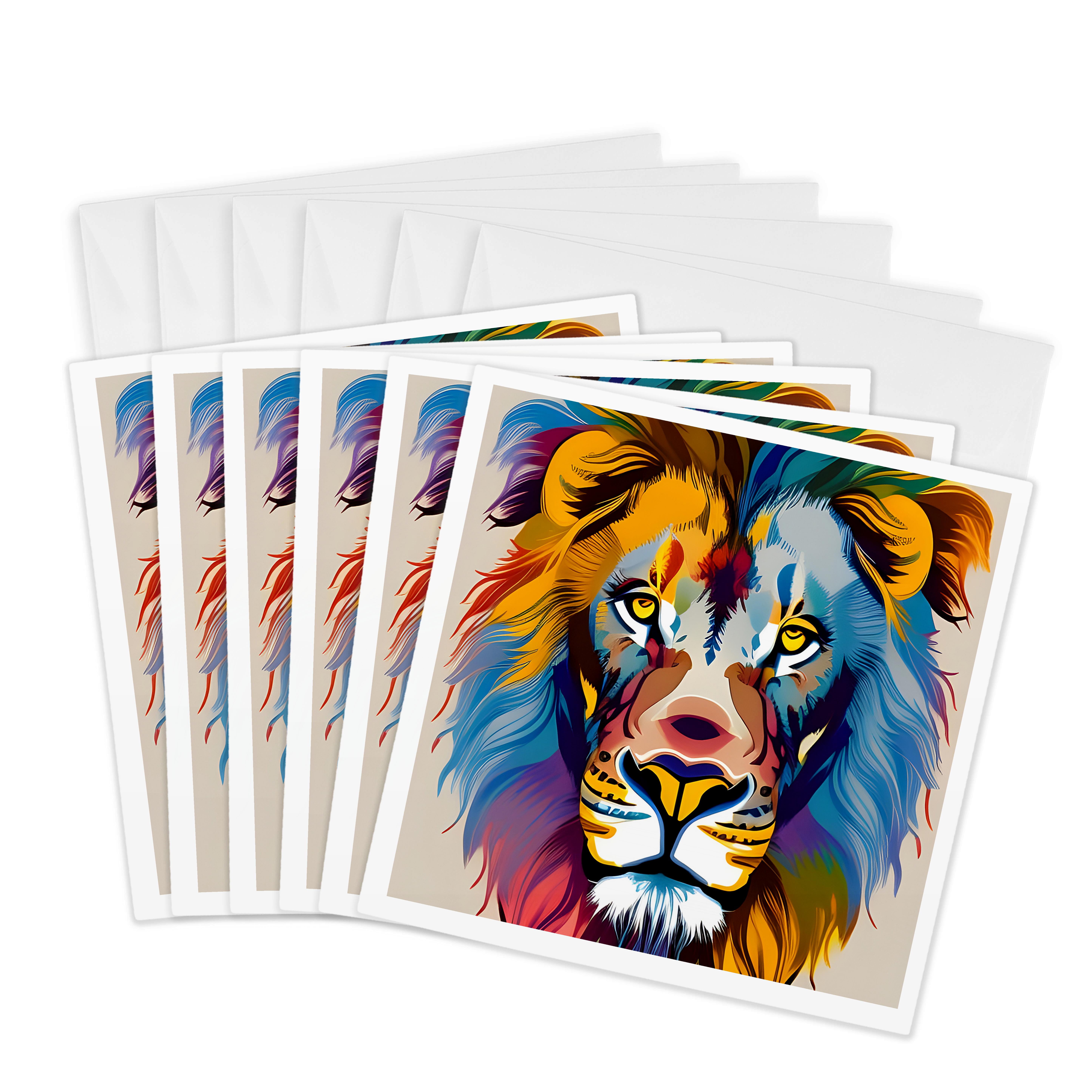 3drose, Beautiful Colorful Lion Animal Face, Gray Background, Stylish ...