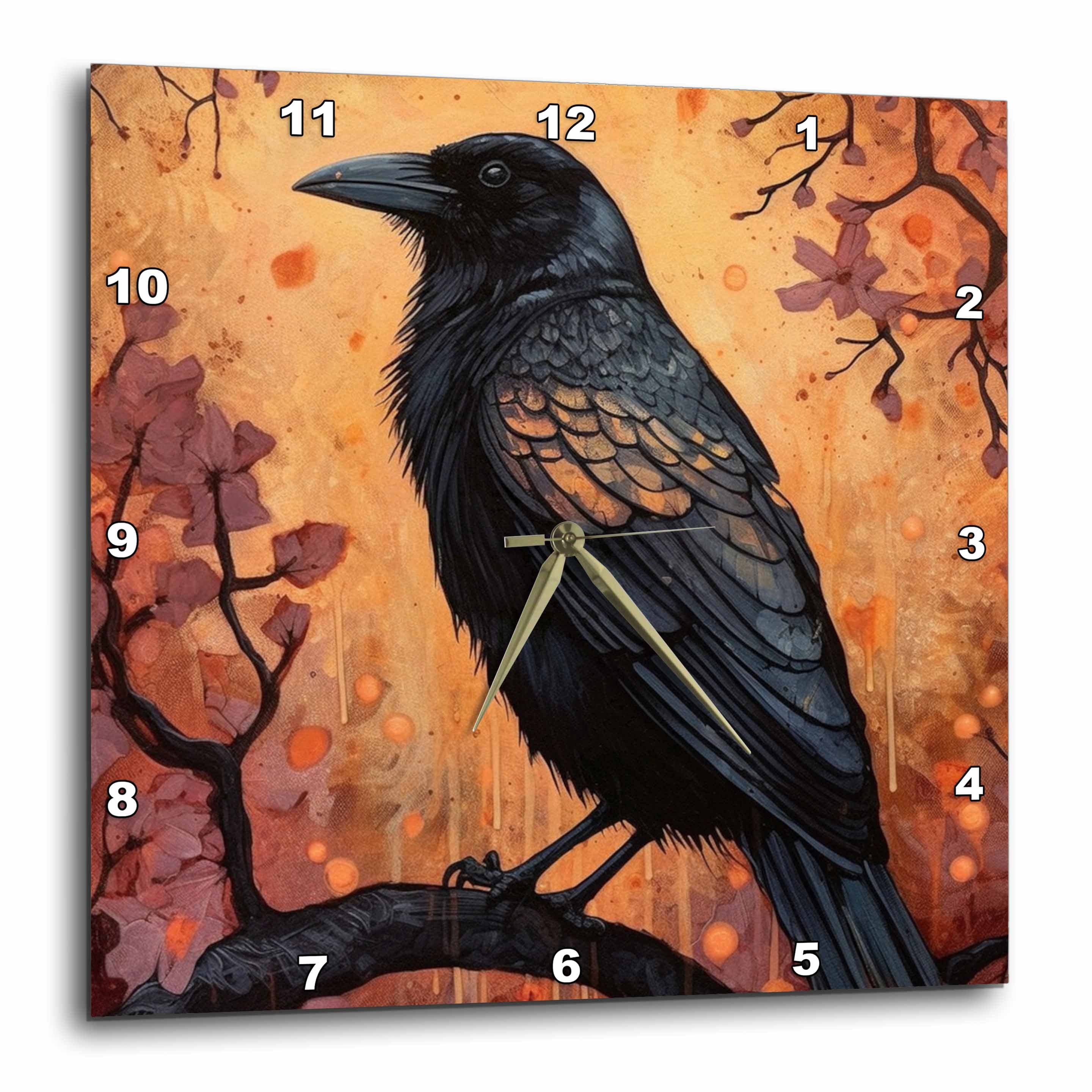 3drose, Beautiful Crow, 13x13 Wall Clock - Walmart.com