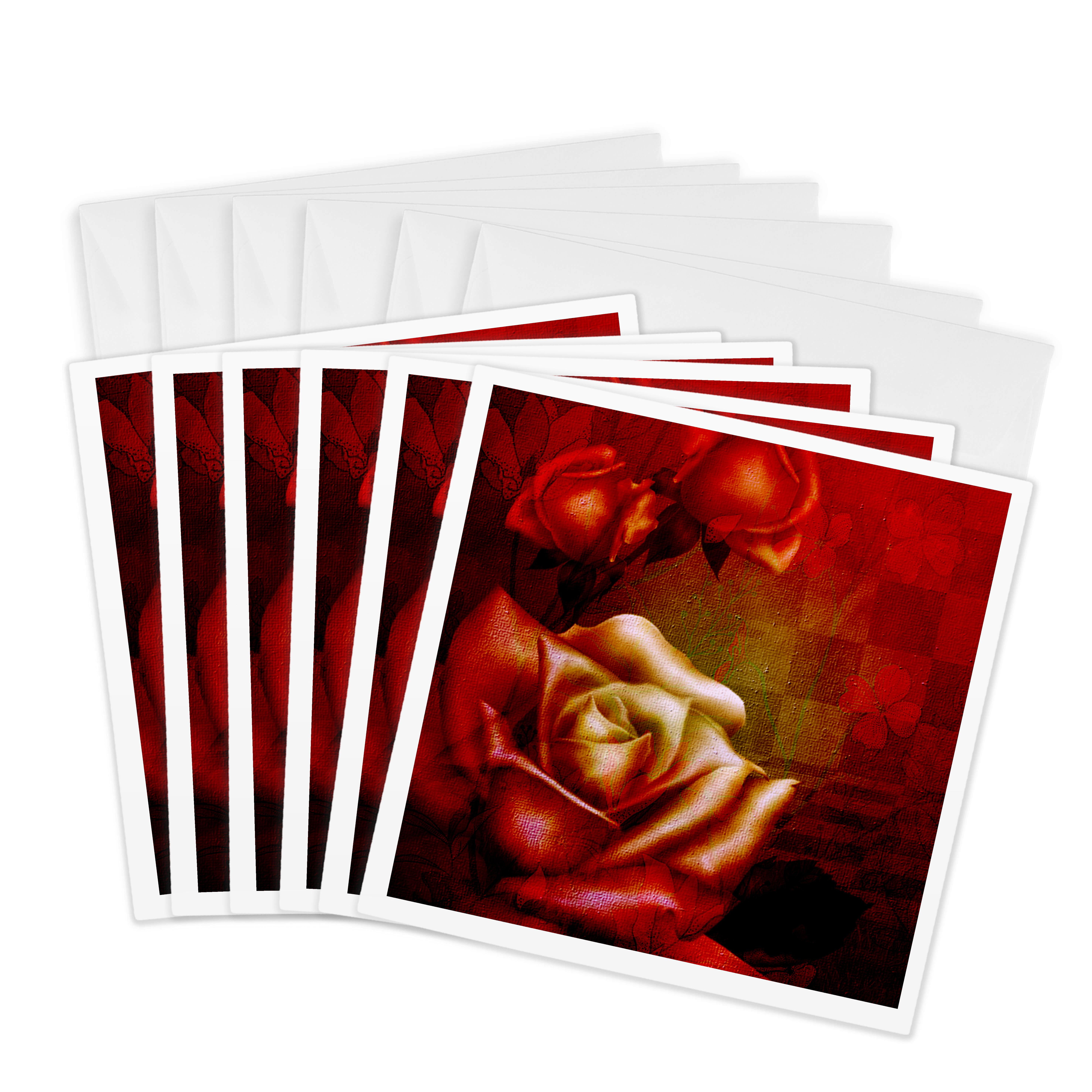 3drose, Beautiful Red Roses, 6 Greeting Cards with Envelopes - Walmart.com