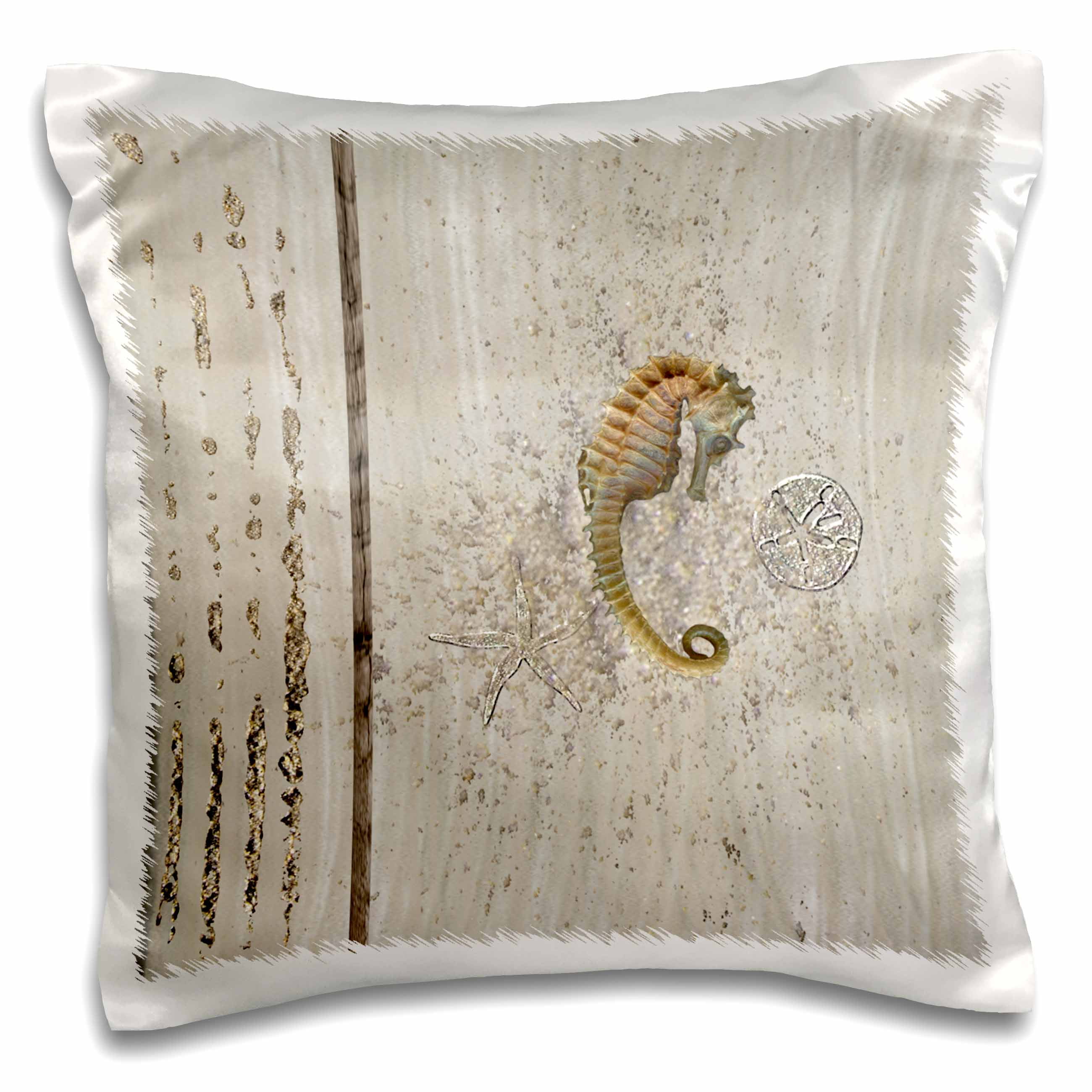 3drose, Beautiful Seahorse, Sand Dollar, and Starfish on Aged Wood ...