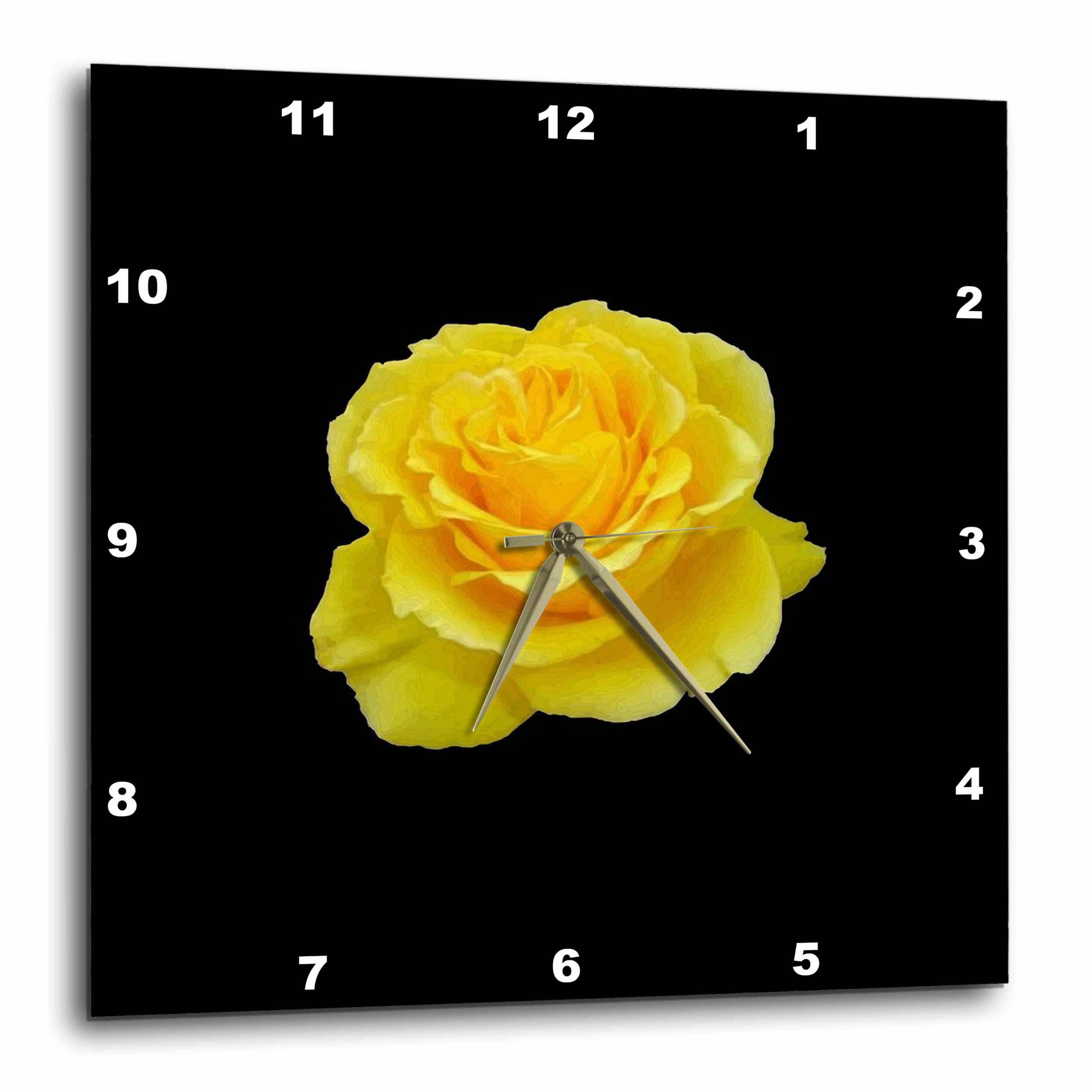3drose, Beautiful Yellow Rose Isolated Vector Art, 15x15 Wall Clock ...