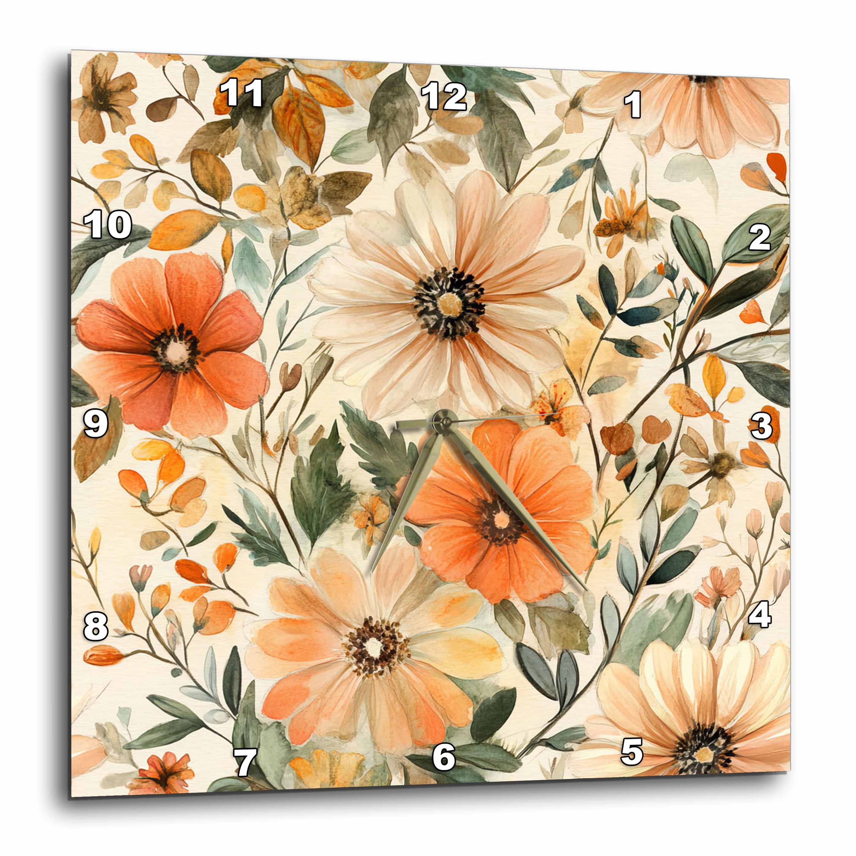 3drose, Beige and Orange Autumn Image of Watercolor Flower Pattern ...