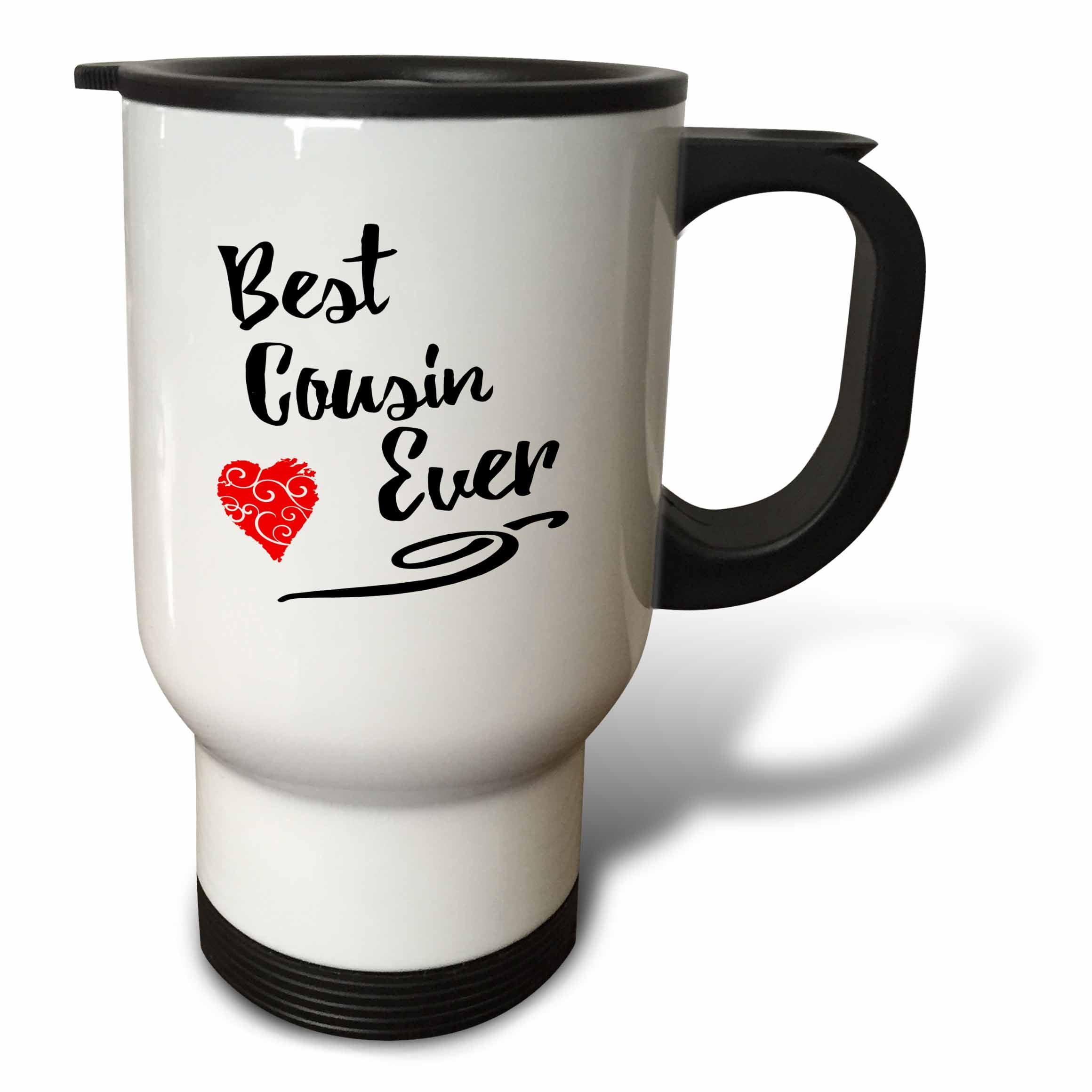3drose, Best Cousin Ever Design with Red Swirly Heart, 14oz Stainless ...