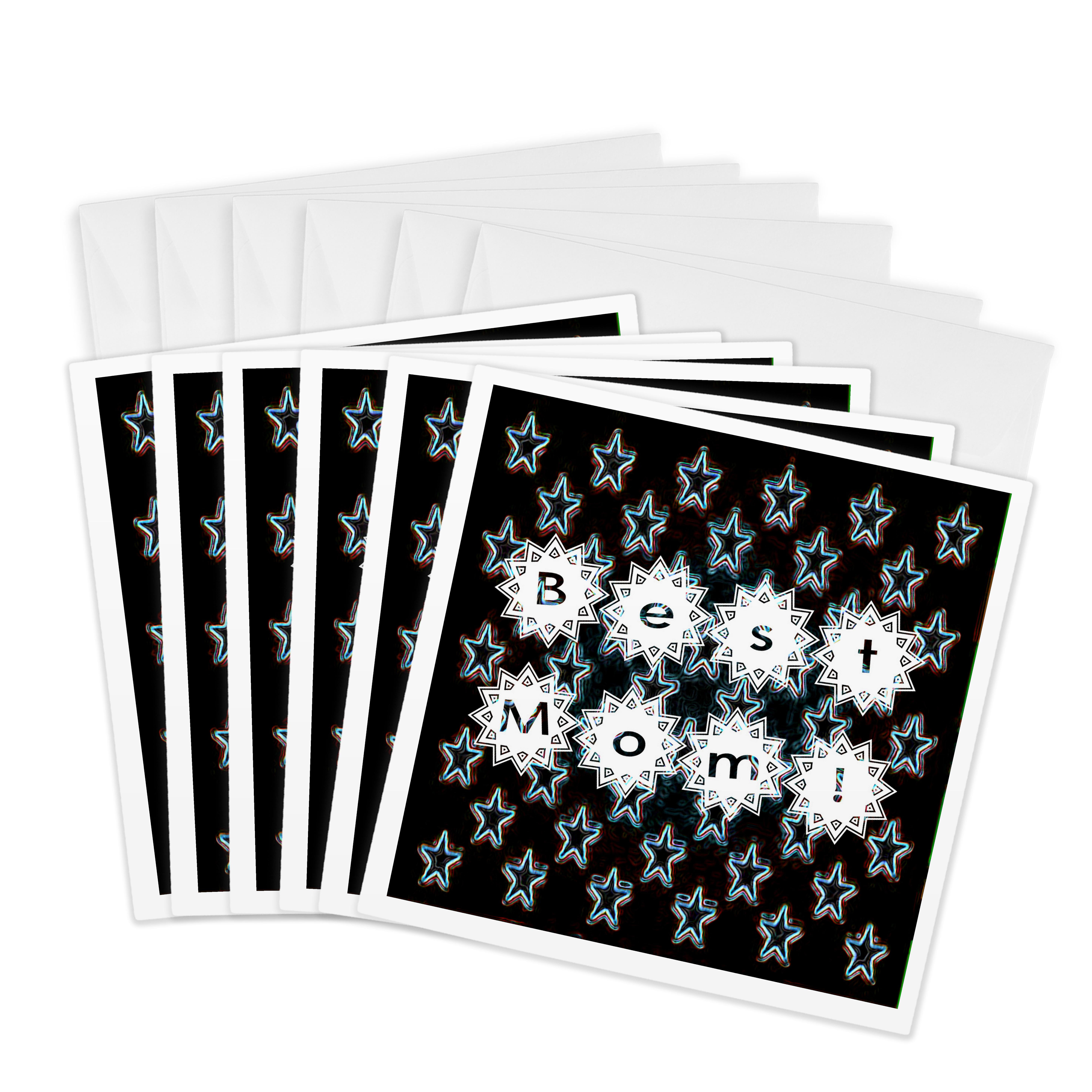 3drose, Best Mom with Stars, 6 Greeting Cards with Envelopes - Walmart.com