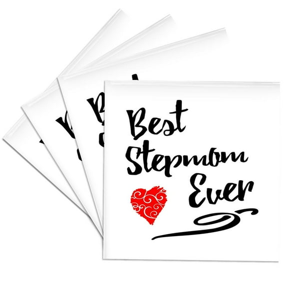 3drose, Best Stepmom Ever- Typographic Design with Red Swirly Heart ...