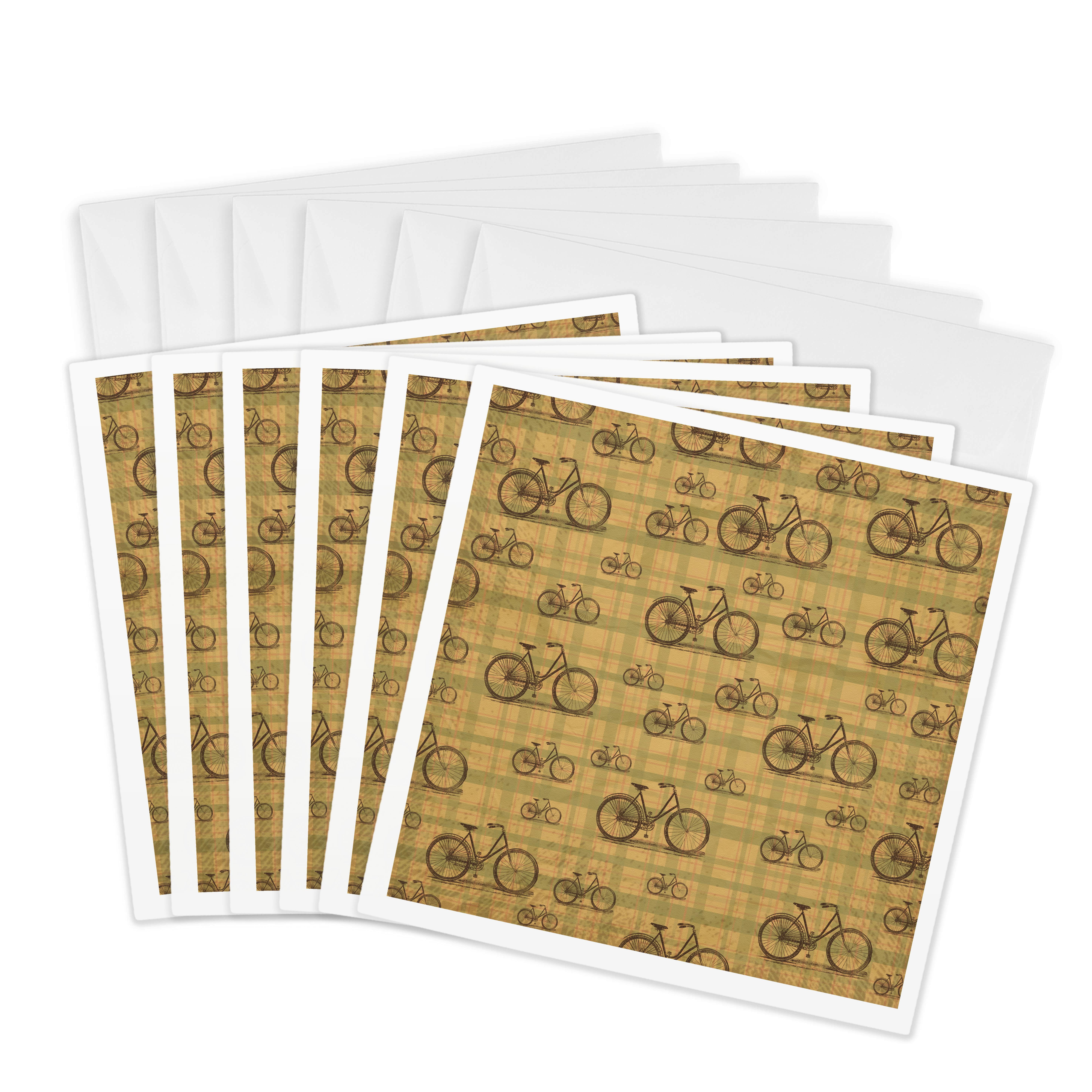 3drose, Bicycles on a Green, Yellow, and Pink Plaid Background, 6 ...