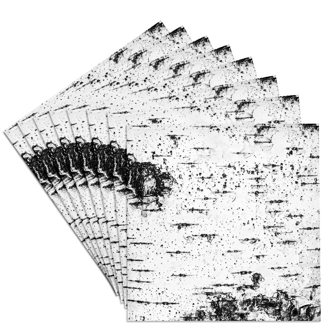 3drose, Birch Tree Bark. Black and White Photograph, Set of 8 Ceramic ...