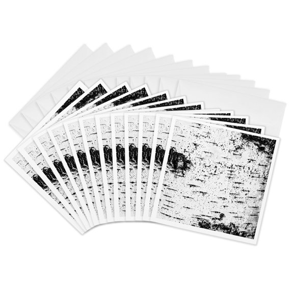 3drose, Birch Tree Bark in Black and White. Lines and Spots of Black ...