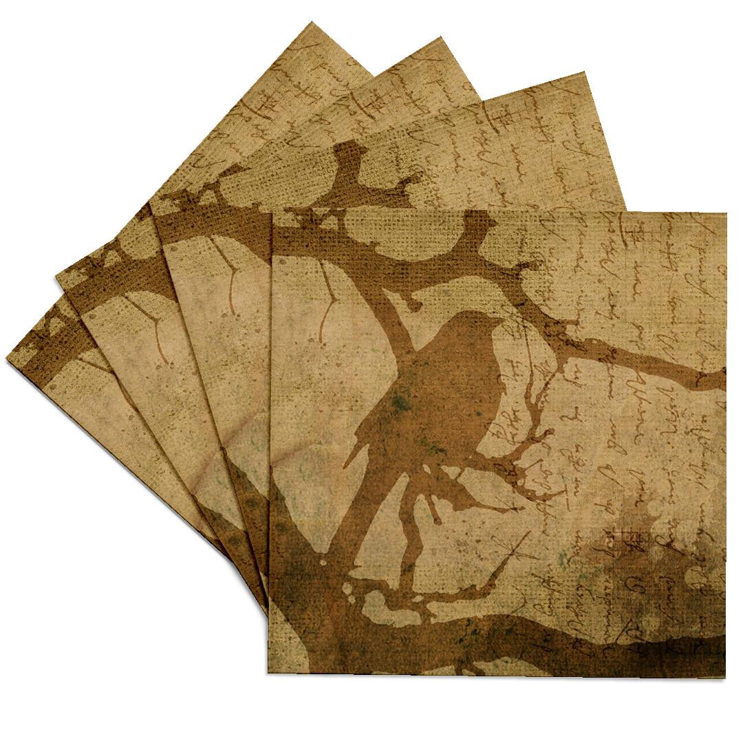 3drose, Bird on a Branch Sepia Grunge Digital Art by Angelandspot, Set ...