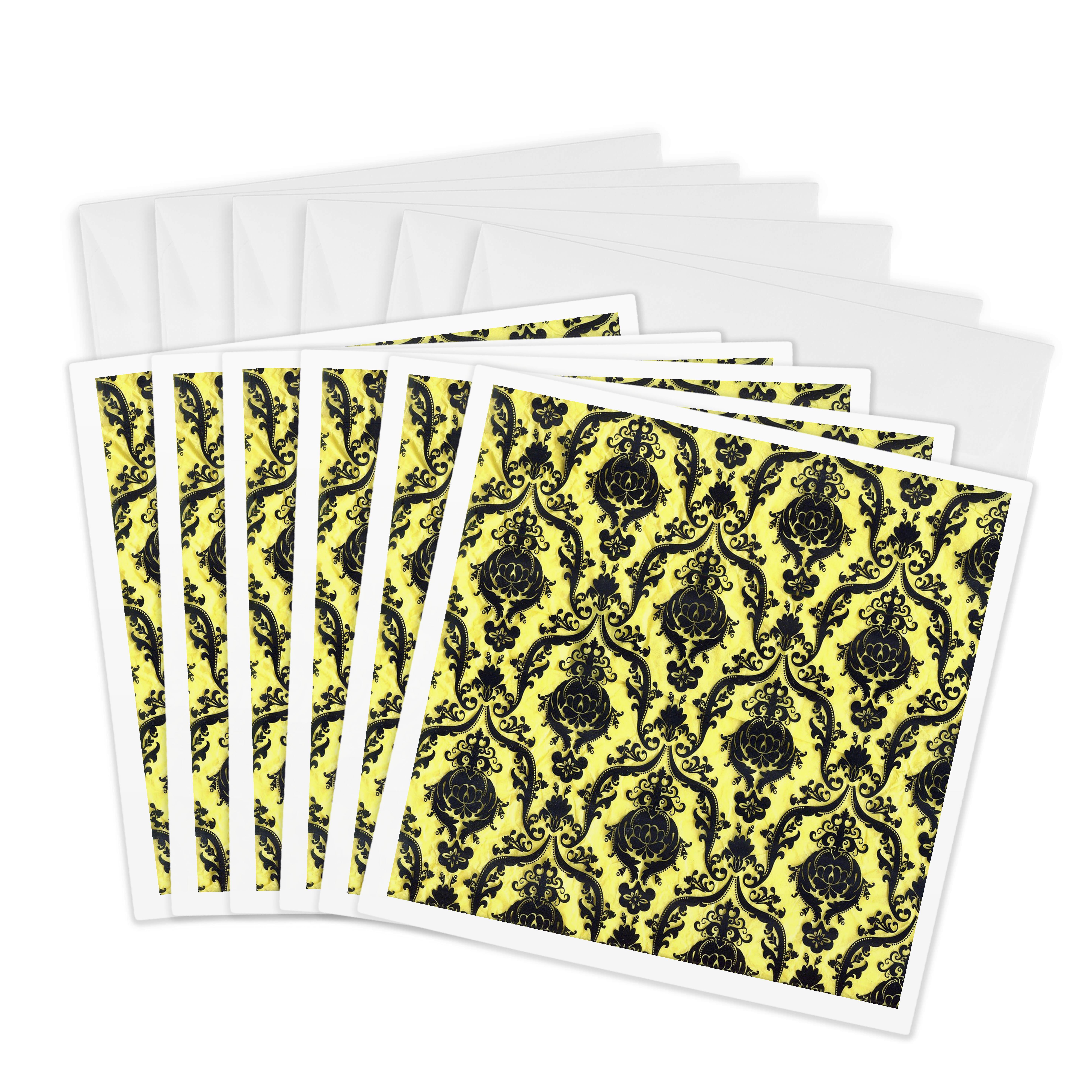 3drose, Black Formal with Yellow, 6 Greeting Cards with Envelopes ...