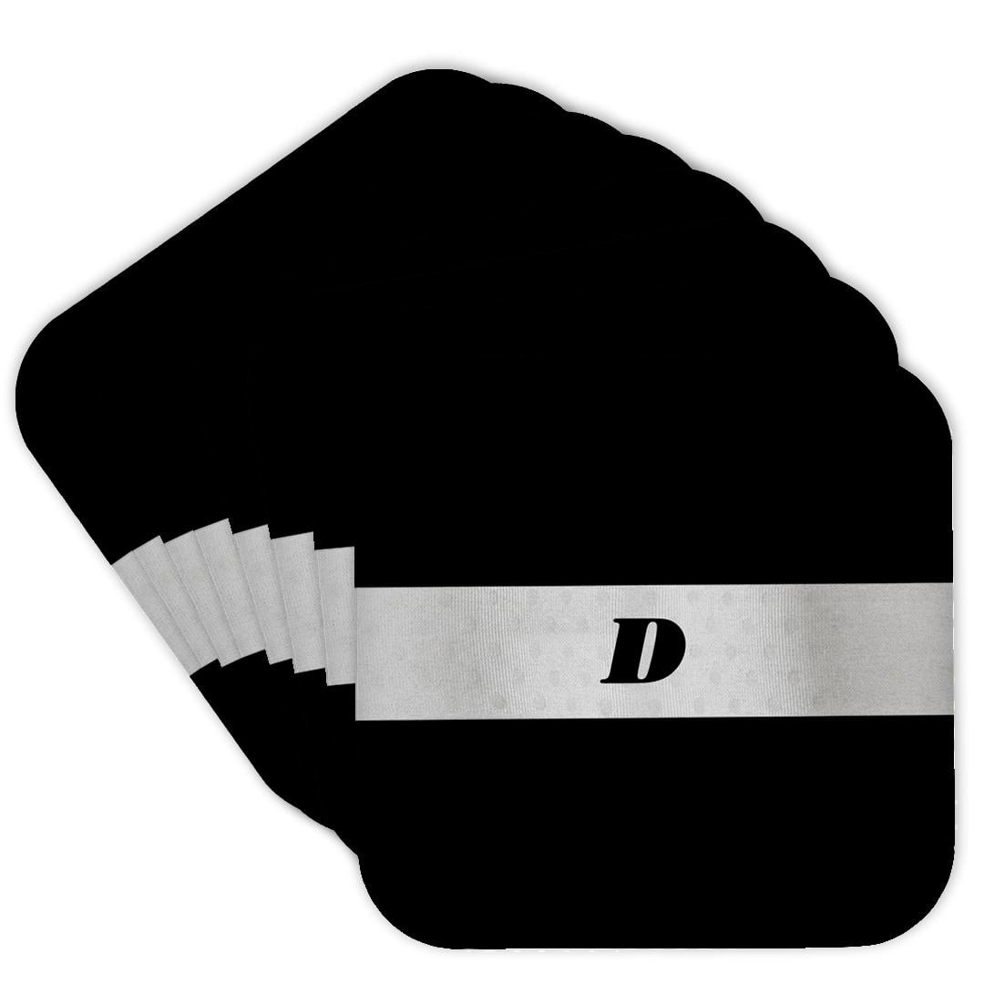 3drose, Black N Silver Monogram Letter D, Set of 8 Coasters - Cork ...