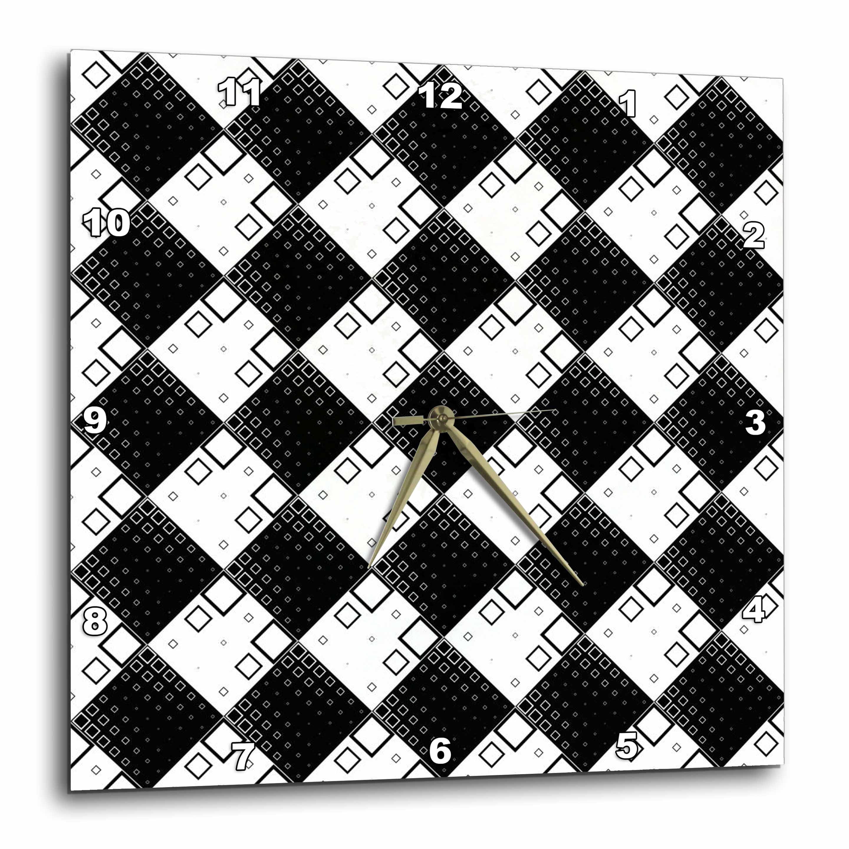 3drose, Black and White Abstract Square Pattern Background, 13x13 Wall ...
