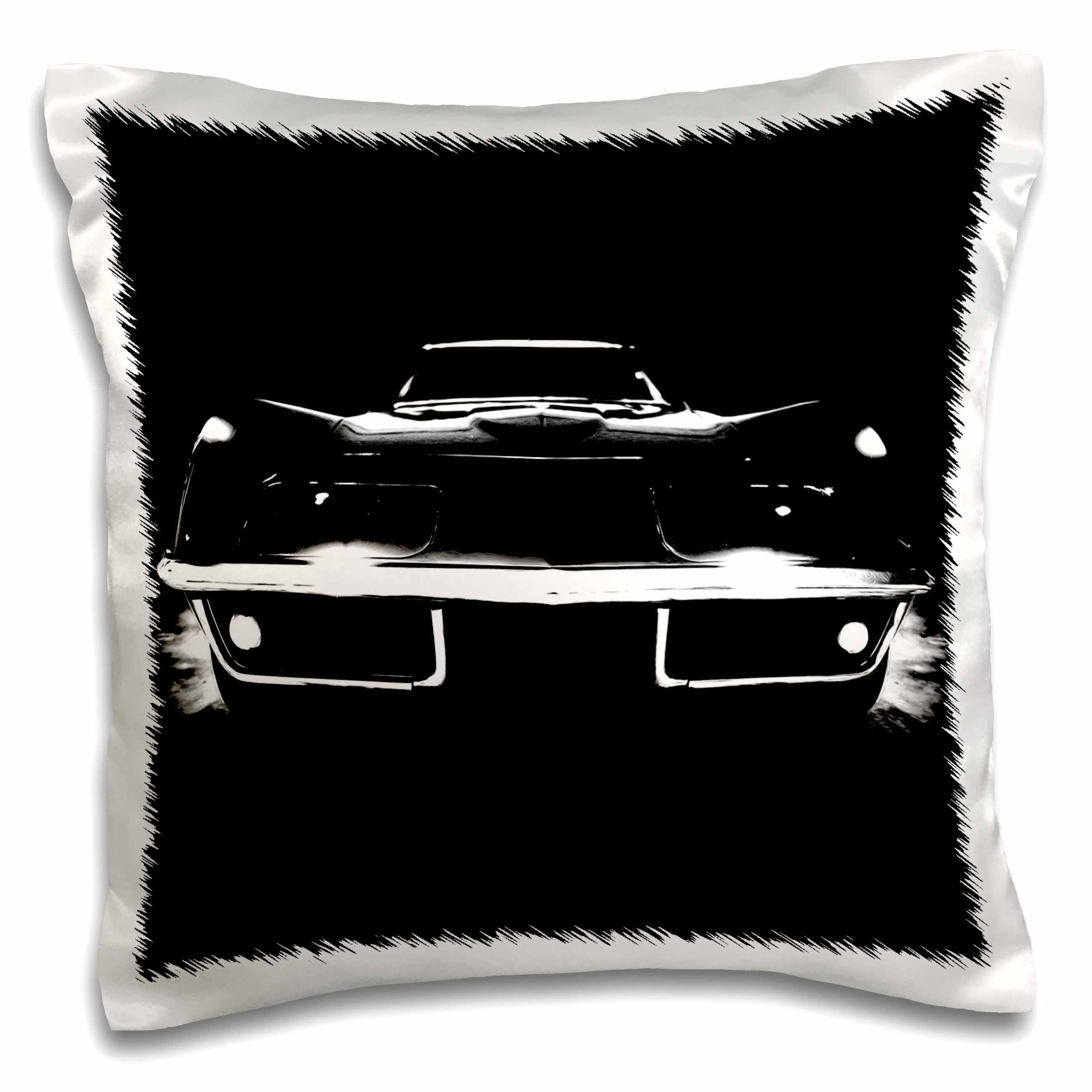 3drose, Black and White Photograph of a Classic Muscle Car., 16x16 inch ...