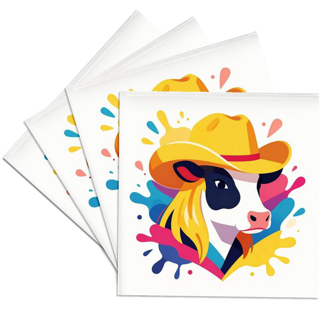 3drose, Blonde Cow in a Cowboy Hat Against the Colorful Paint Splatters ...