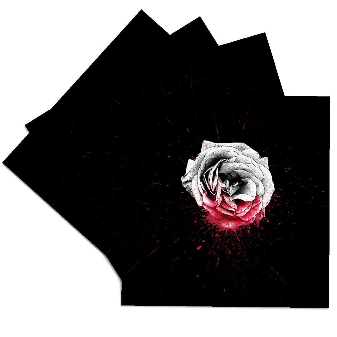 3drose, Blood Rose Flower Full of Pain, Set of 4 Ceramic Tile Coasters ...