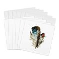 3drose, Blue, Brown, and Red, Watercolor Feather with Splatter, 6 ...