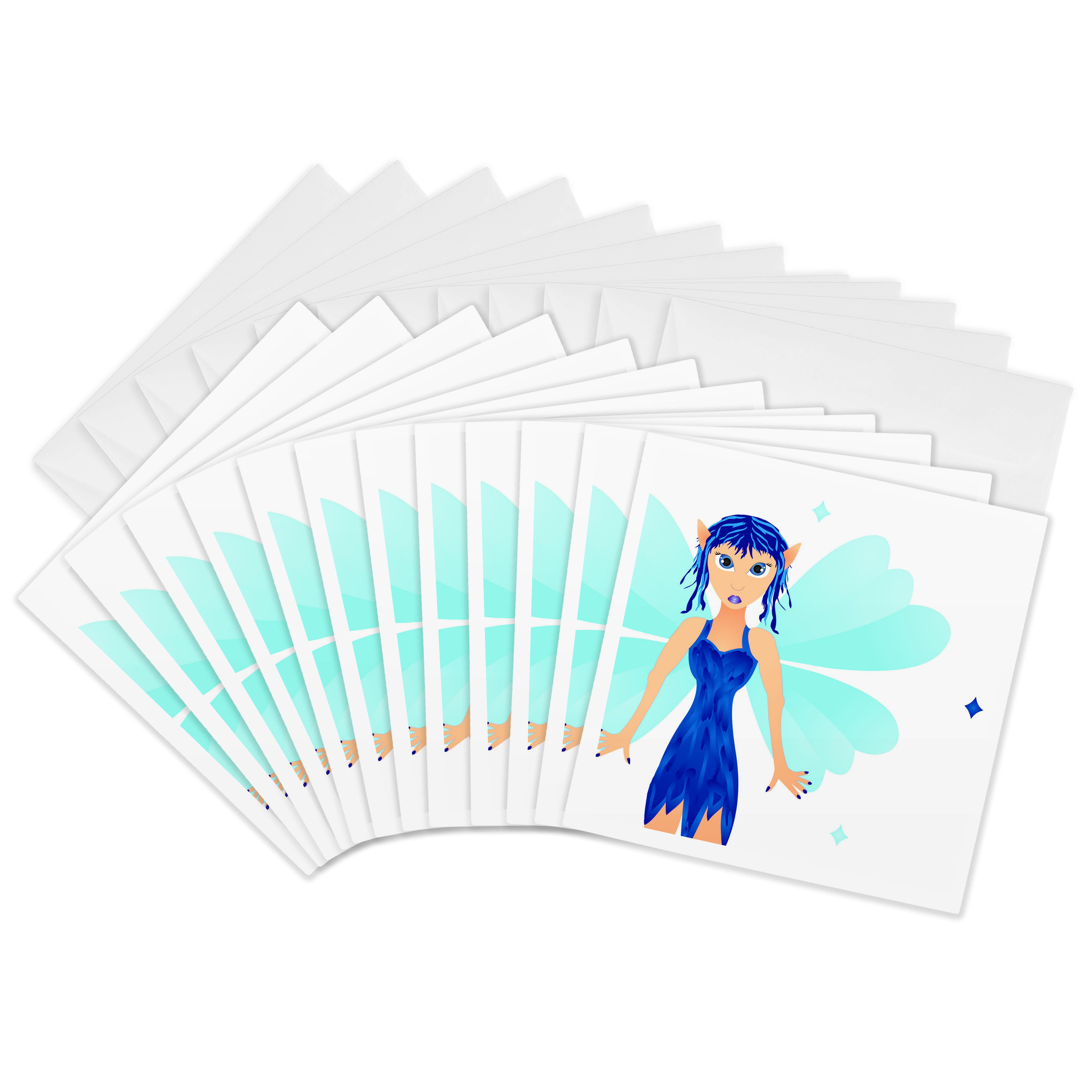 3drose, Blue Fairy Princess, 12 Greeting Cards with Envelopes - Walmart.com