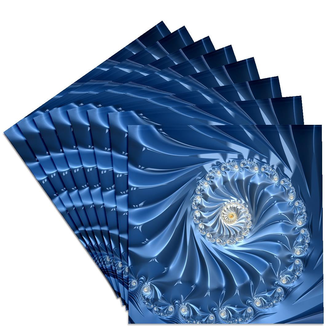 3drose, Blue Flourish Fractal Abstract Art, Set of 8 Ceramic Tile Coasters - Walmart.com