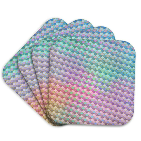 3drose, Blue, Pink, Green, Purple, and Faux Gold Mermaid Scallops, Set ...