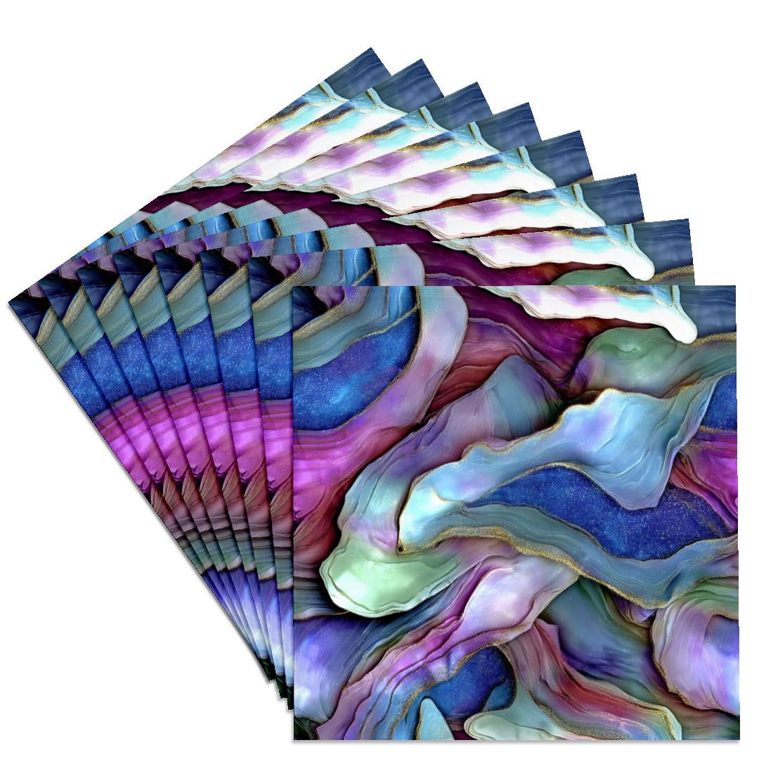 3drose, Blue Purple and Green Oyster Shell Abstract, Set of 8 Ceramic ...
