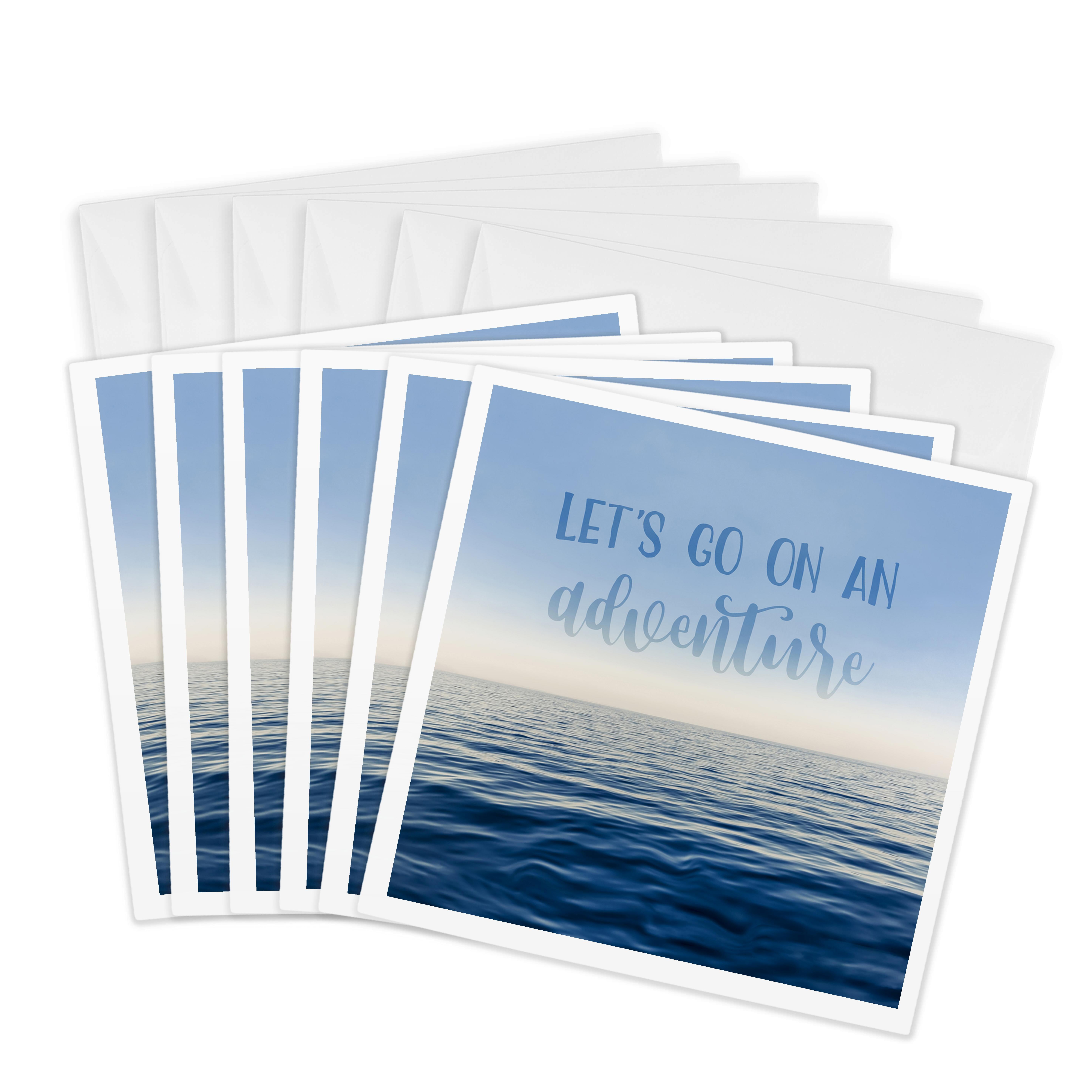 3drose, Blue Sky and Ocean and Text Let Us Go on an Adventure, 6 ...