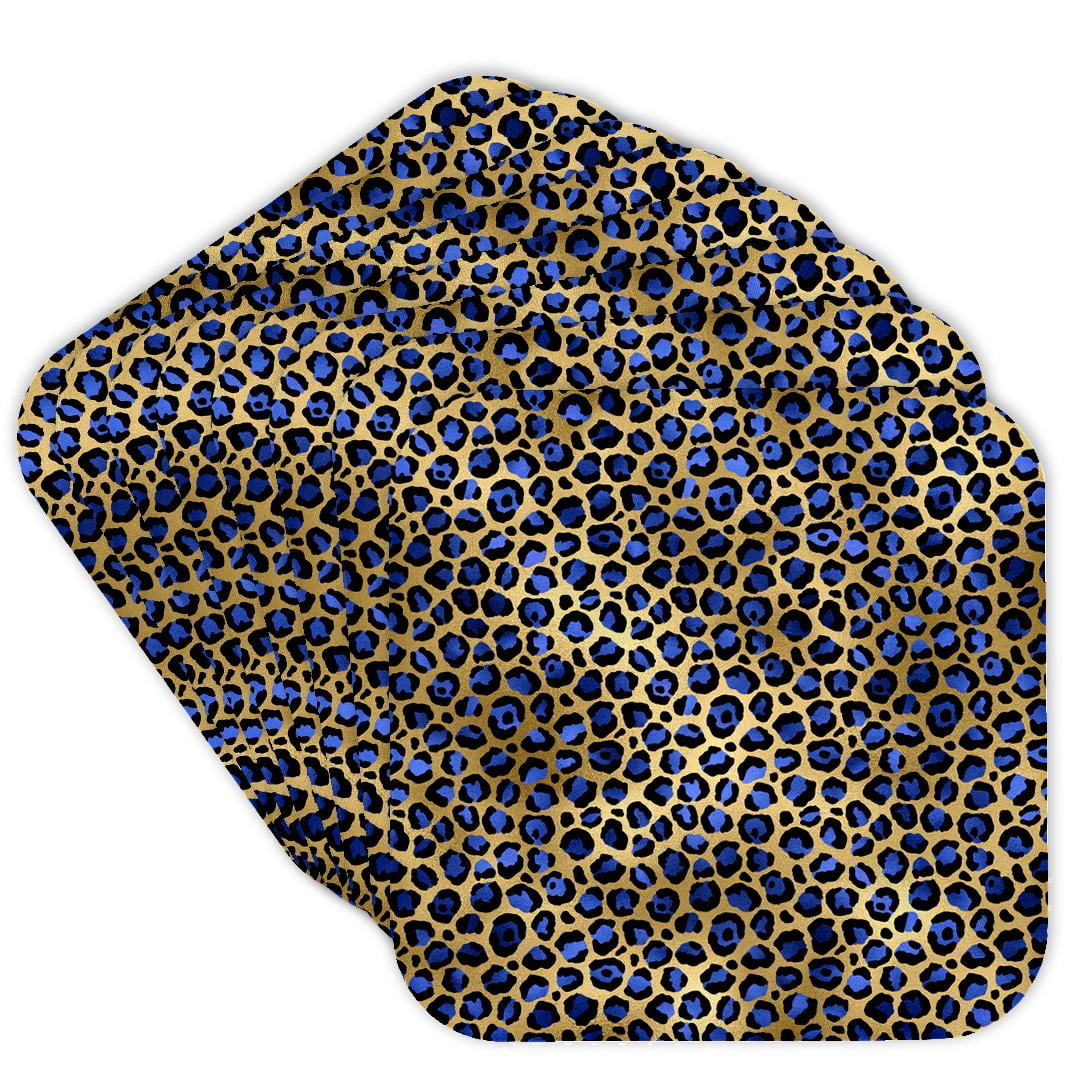 3drose, Blue and Gold Cheetah Print, Set of 8 Coasters - Cork - Walmart.com