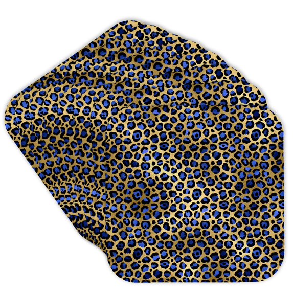 3drose, Blue and Gold Cheetah Print, Set of 8 Coasters - Cork - Walmart.com