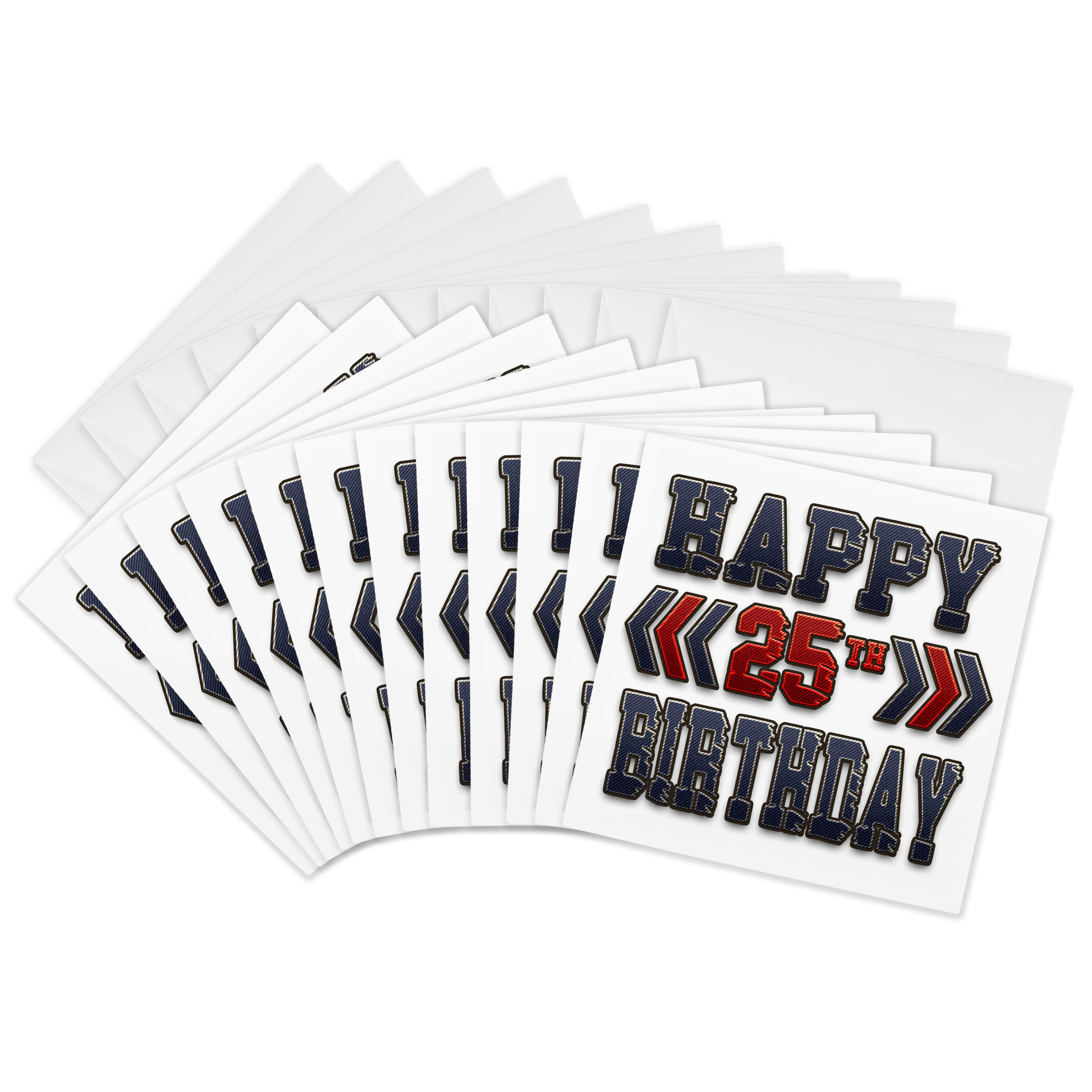 3drose, Blue and Red Image of Denim Happy 25th Birthday, 12 Greeting ...