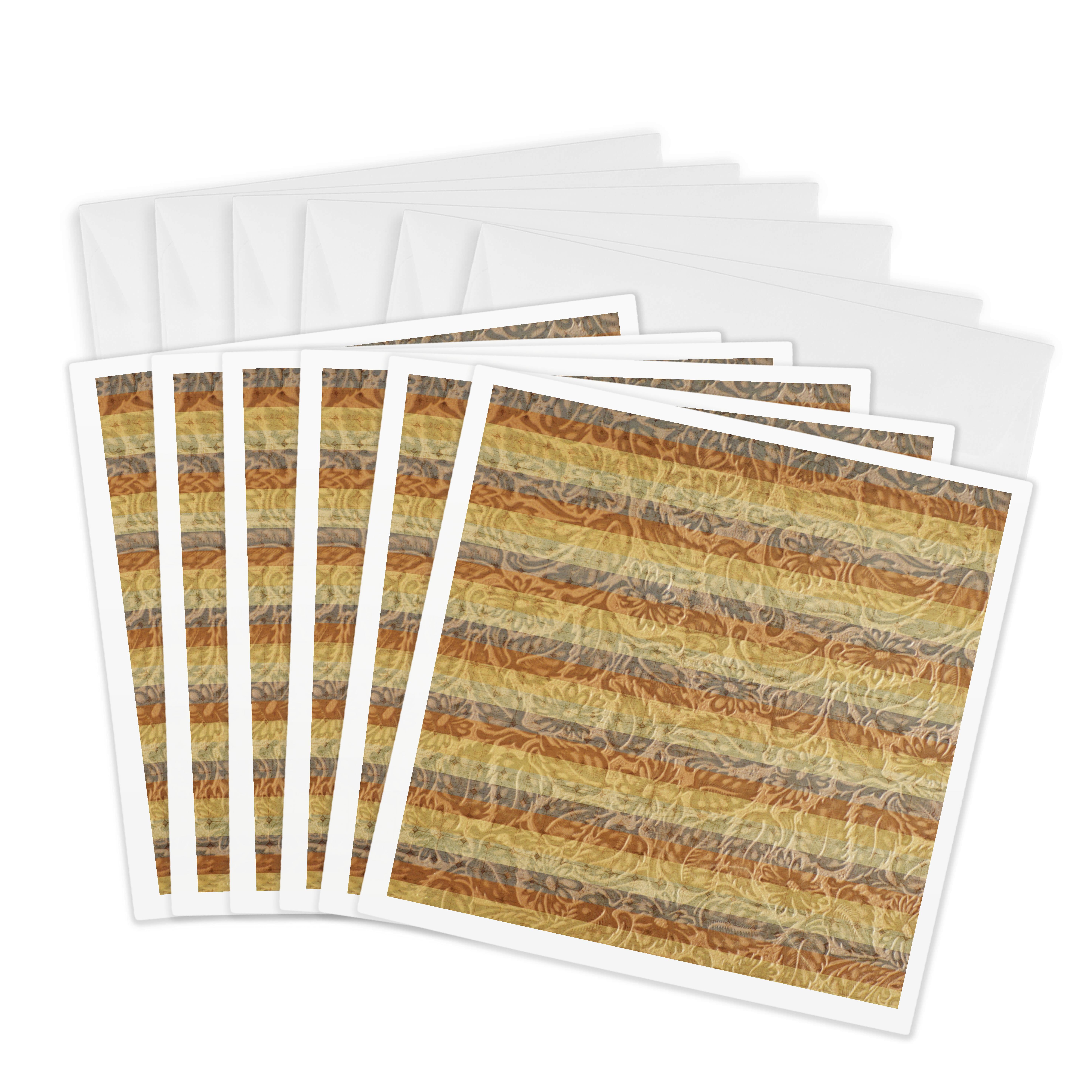 3drose, Bohemian Floral Stripes - Earthy Colors - Orange and Blue ...