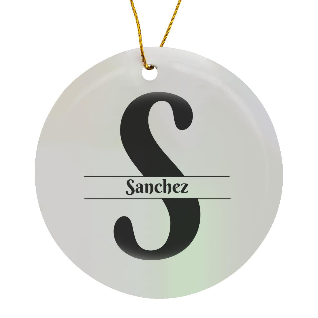 3drose, Bold Script Monogram S - Sanchez, Circle Porcelain Ornament ...