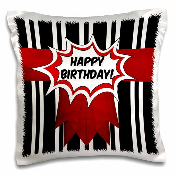 3drose, Bold Vertical Black and White Stripes with Red Comic Happy ...