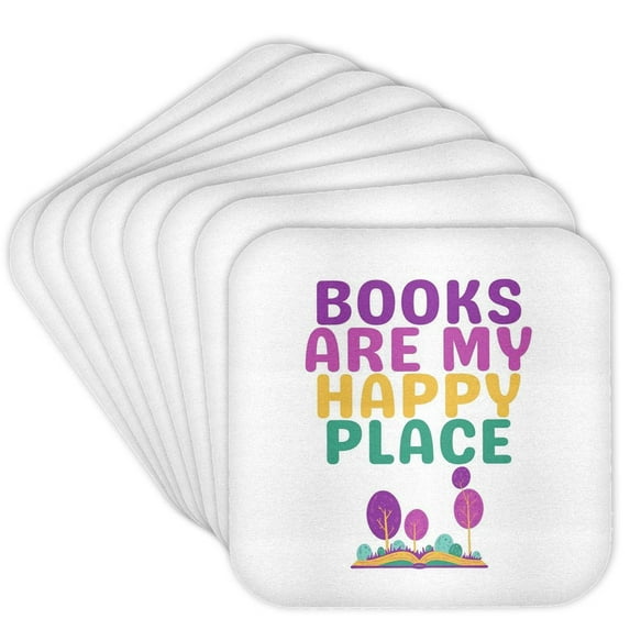 3drose, Books Are My Happy Place 1, Set of 8 Coasters - Cork - Walmart.com