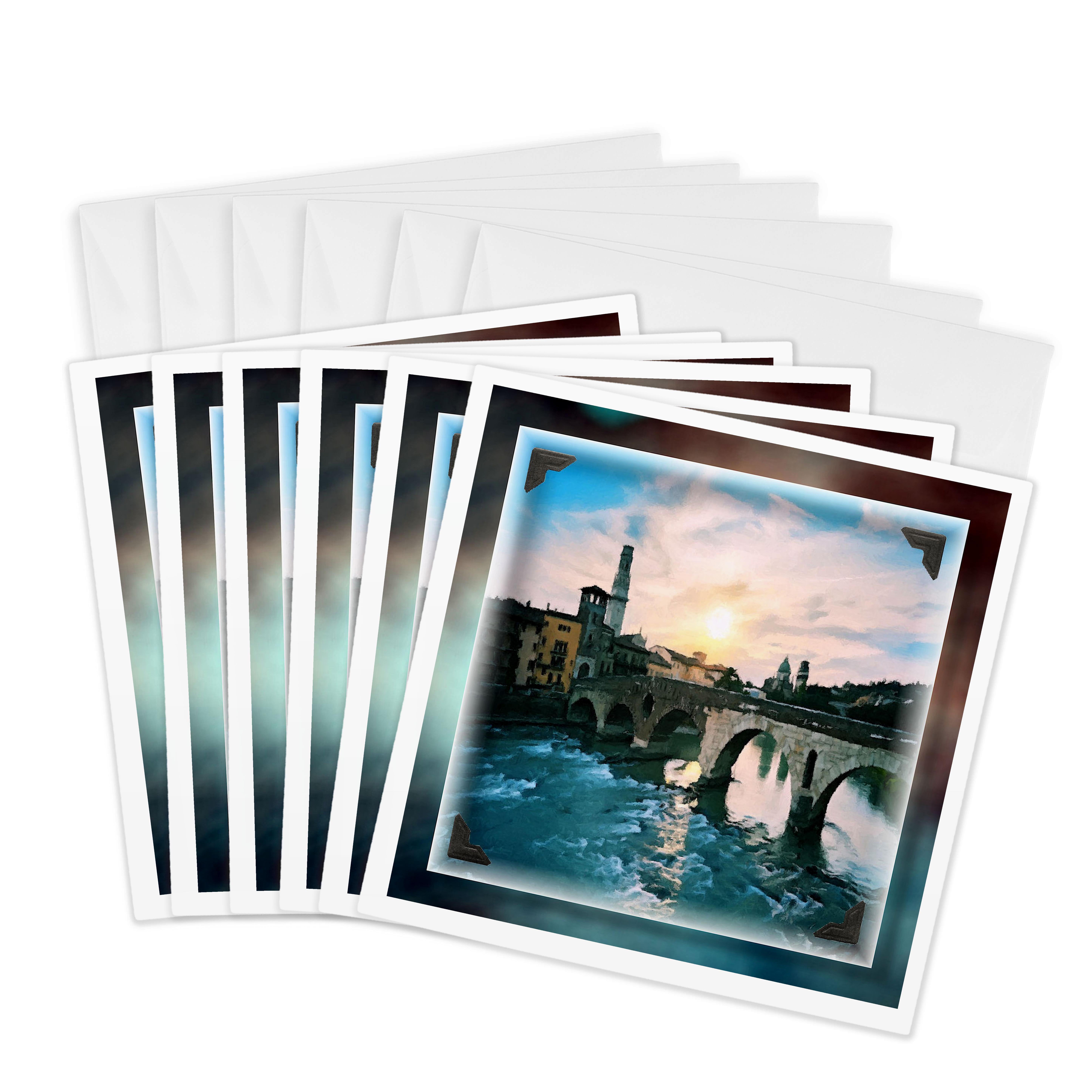 3drose, Bridge at Verona, 6 Greeting Cards with Envelopes - Walmart.com