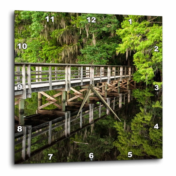 3drose, Bridge with Reflection over Suwanee River, 10x10 Wall Clock ...