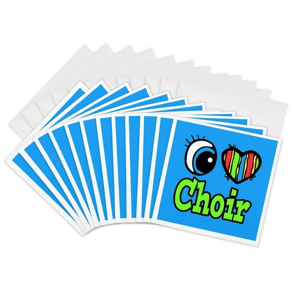 3drose, Bright Eye Heart I Love Choir, 12 Greeting Cards with Envelopes ...
