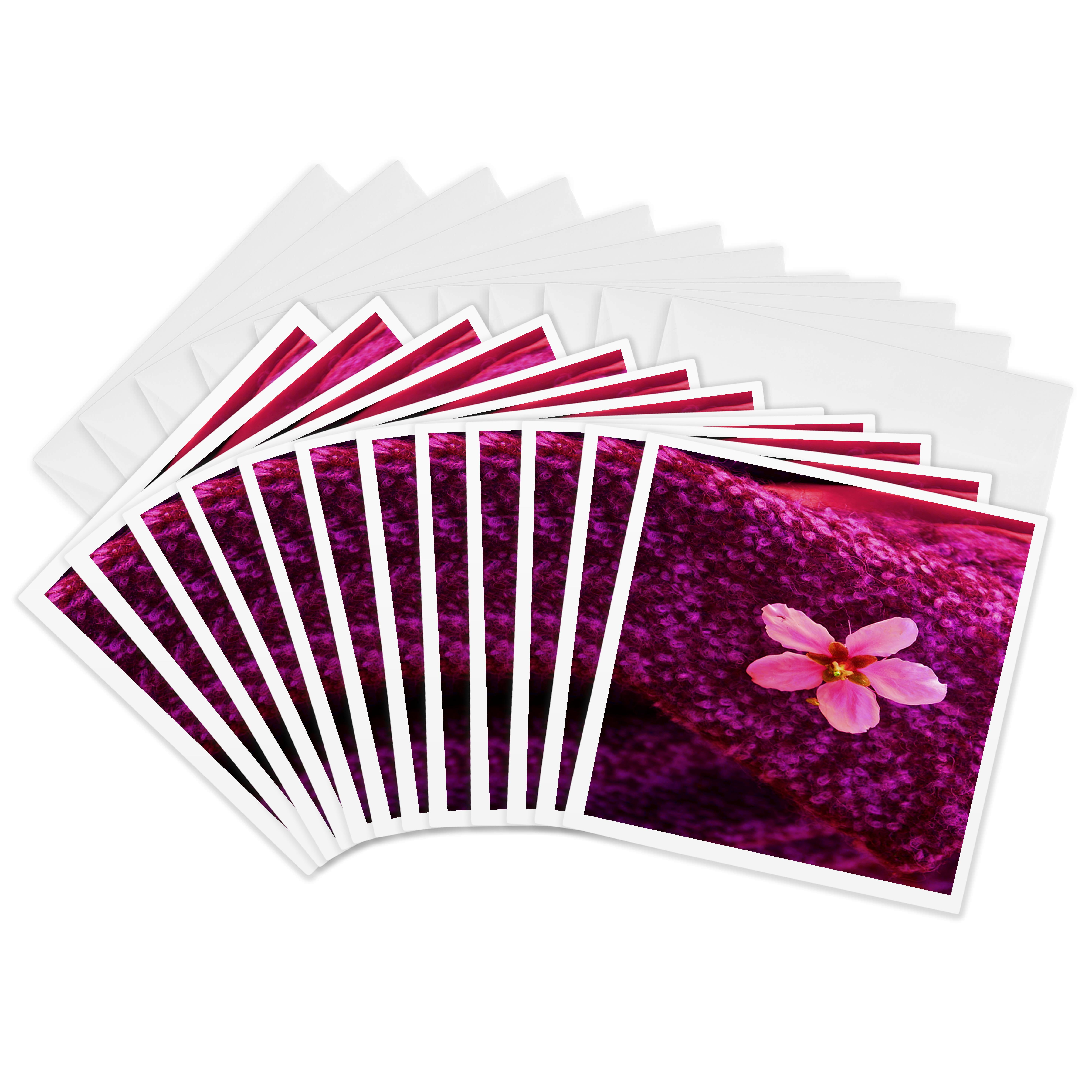 3drose, Bright Pink Floral Bud with Pink Fuzzy Background, 12 Greeting ...