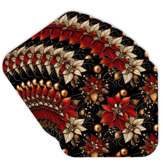 3drose, Bright Red Image of Jeweled and Image of Gold Poinsettia ...